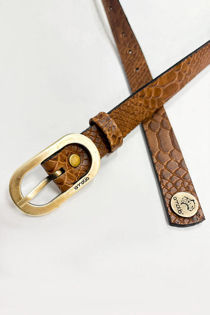 Cinturon Mujer CROCO 5185 Latte Cinturón color café Hebilla en Bronce ...